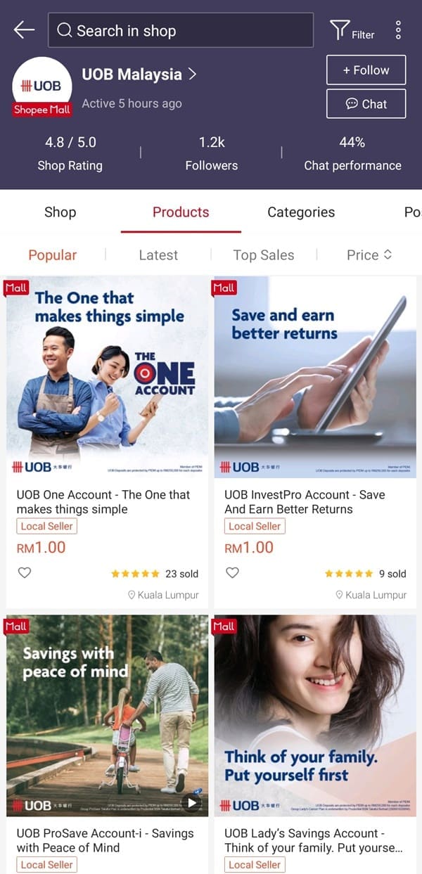 UOB Bank Has Launched Its Official Store On Shopee
