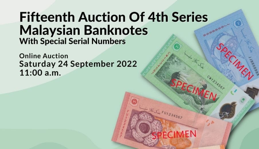 BNM Holds Online Auction Of Malaysian Banknotes With Special Serial Numbers