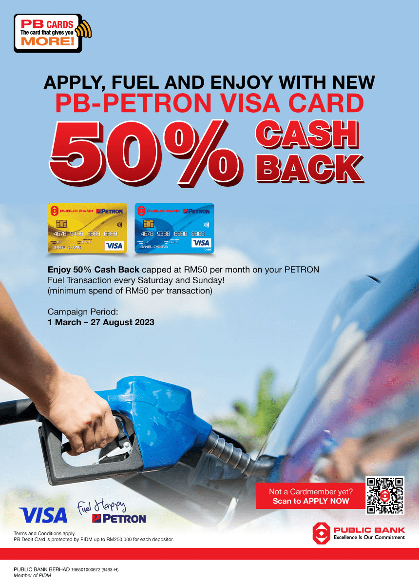 Earn Cashback Of Up To RM80 Monthly With The Public Bank Petron Visa Card