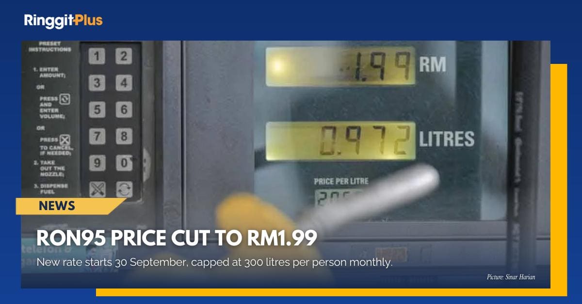 RON95 Price Cut To RM1.99 From 30 September